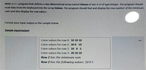 solved write a c program that defines a two dimensional