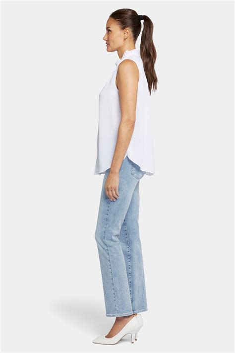 Sleeveless Ruffle Neck Blouse Optic White White Nydj