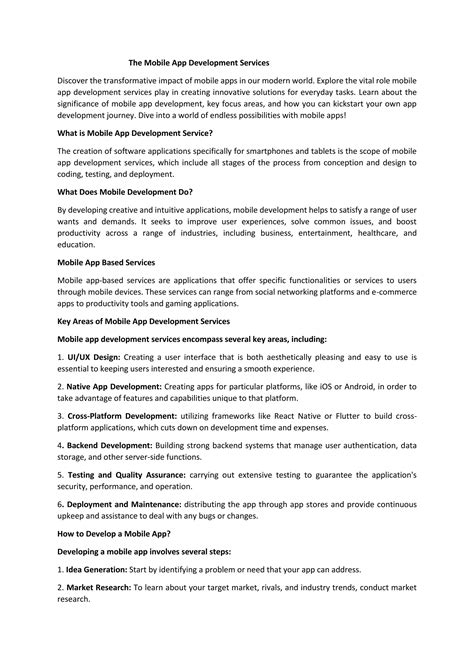 The Mobile App Development Services Docx