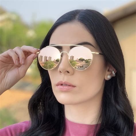 Óculos de Sol Redondo Dourado Espelhado Lili