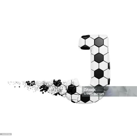 깨진 부서진된 알파벳 편지 제이 분쇄 된 축구 글꼴 축구 텍스처의 만든 3d 렌더링에 고립 된 흰색 배경 0명에 대한 스톡 사진