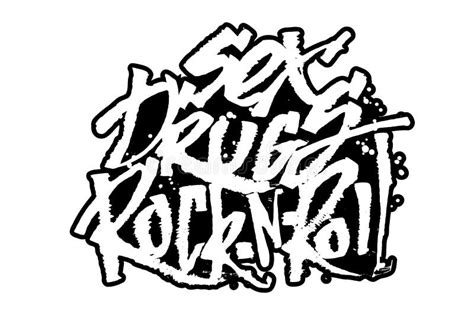 Sex Drugs Rock N Roll Modern Calligraphy Hand Lettering For Serigraphy