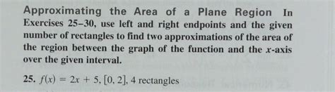solved approximating the area of a plane region in exercises