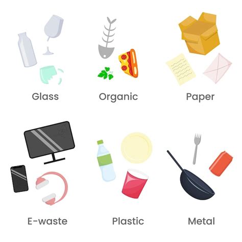 Premium Vector Different Type Of Waste For Recycling Set