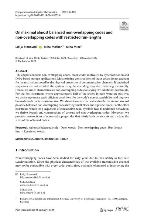 Pdf On Maximal Almost Balanced Non Overlapping Codes And Non