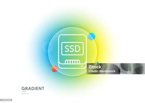 Ssd 라인 아이콘입니다 컴퓨터 메모리 구성 요소 기호입니다 데이터 스토리지 그라디언트 흐림 버튼 벡터 0명에 대한 스톡 벡터