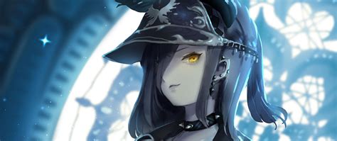 Download Wallpaper 2560x1080 Girl Glance Cloak Anime Art Dual Wide