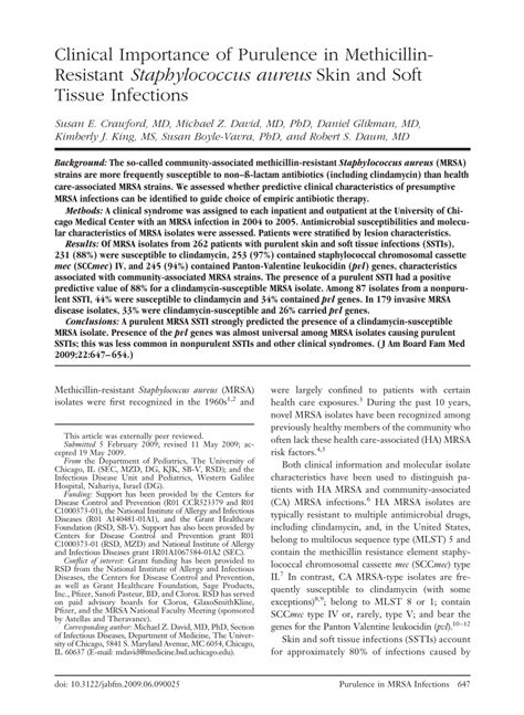 Pdf Clinical Importance Of Purulence In Methicillin Resistant Staphylococcus Aureus Skin And