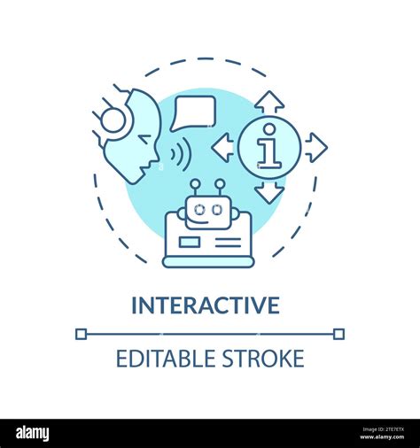 Thin Line Simple Blue Interactive Icon Concept Stock Vector Image Art