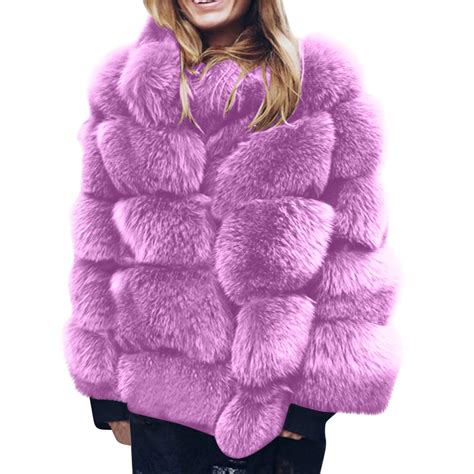 Anuyalue Fall Winter Coats Deals 2024women Fluffy Faux Fur Coat Thicken