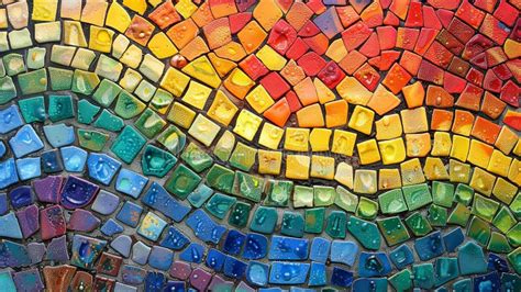 a vibrant mosaic formed from individual colored tiles stock
