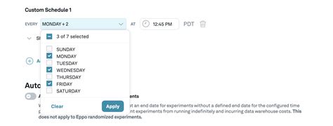 experiment schedule settings the eppo docs