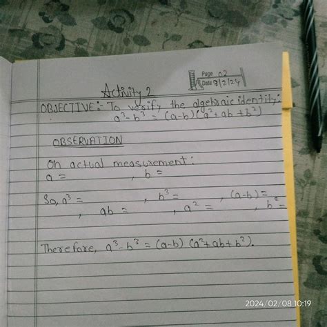 To verify the algebraic identity a³ b³ a² b² a² ab b² on actual