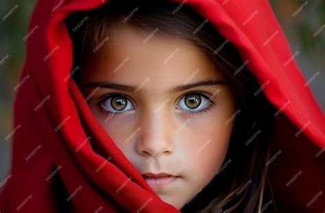 Premium Photo Enigmatic Portrait Of A Young Girl In A Red Scarf