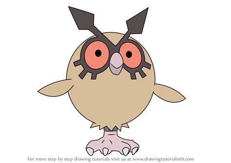 Learn How To Draw Hoothoot From Pokemon Pokemon Step By Step