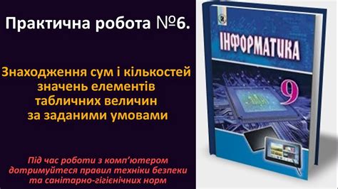 Практична робота №6 Знаходження сум і кількостей значень елементів табличних величин 9 клас