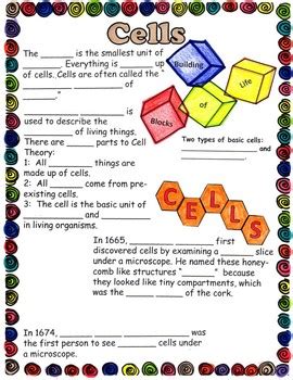 Cells Color And Fill In The Blank Doodle Anchor Charts By Liz In The Classroom
