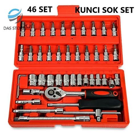 Jual Kunci Socket 46 Pcs Obeng Shock Tool Kit Set Lengkap Socket Tool