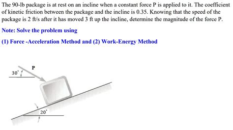 Solved The 90 Lb Package Is At Rest On An Incline When A Constant