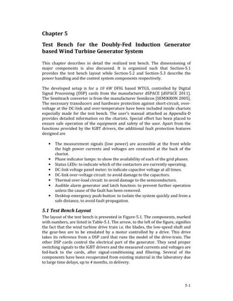 Chapter 5 Test Bench For The Doubly Fed Induction Generator Based
