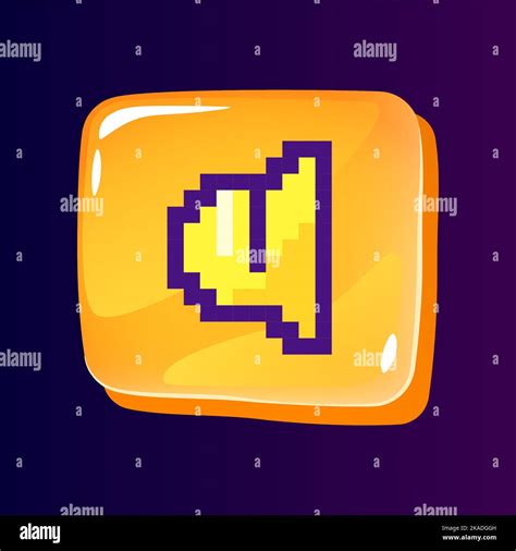 Loudspeaker Glossy Ui Button With Pixelated Color Icon Stock Vector
