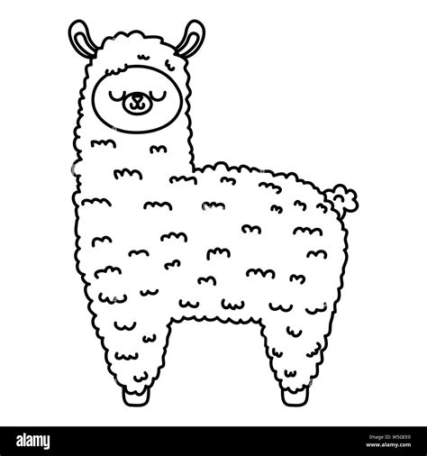 Llama Cartoon Design Kawaii Expression Cute Character Funny And