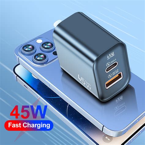Carregador De Parede Usb Pd 45w Carregamento Rápido Para Smartphone