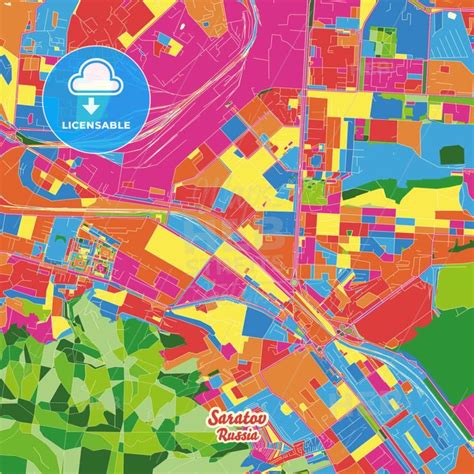 Saratov Saratov Oblast Russia Crazy Colorful Street Map Poster