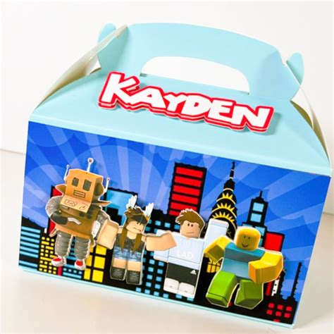 Gable Box Roblox Roblox Birthday Party Roblox Favor Boxes Roblox