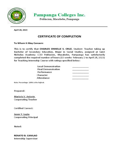 Cert Of Completion Pdf