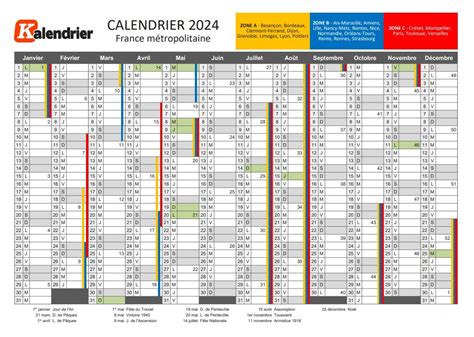 Calendrier 2024 Excel Avec Vacances Scolaires Et Jours Fériés Golda