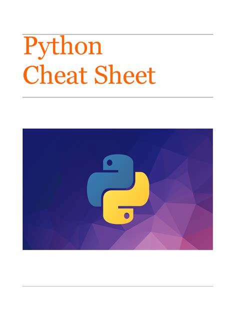 Python Cheat Sheet Essential Variables Functions And Operations