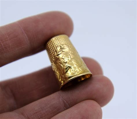 Proantic Large Patriotic Thimble In 18k Solid Gold Firmin Pierre Las