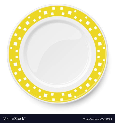 Yellow Plate With White Pattern Square Vector Image On Vectorstock