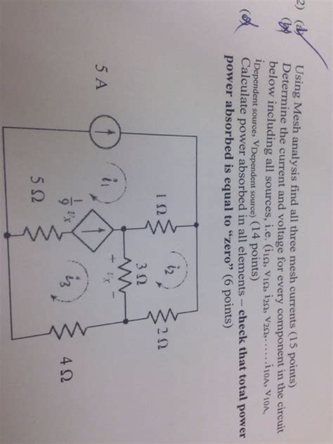 Solved Using Mesh Analysis Find All Three Mesh Currents Chegg