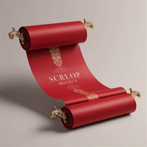 Elegant Red Scroll Design Mockup Premium Ai Generated Image