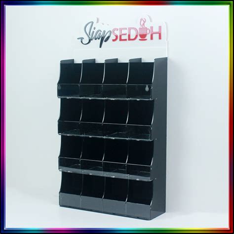 Jual Rak Akrilik Kopi Display Siap Seduh Hanging Series Isi 16 Kotak
