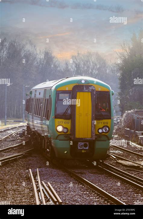 Southern Class 377 Passenger Train Approaching Tattenham Corner Railway