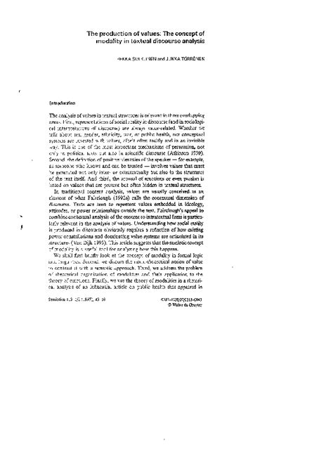 Pdf The Production Of Values The Concept Of Modality In Textual