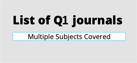 Q1 Journals List All Subjects