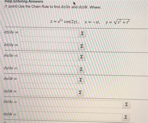 solved help entering answers 1 point use the chain rule to