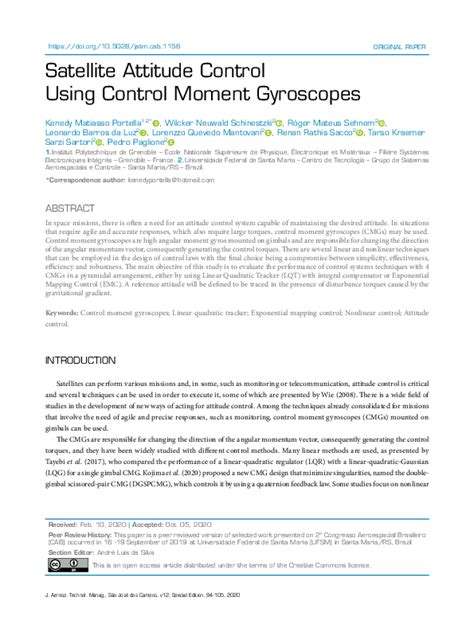 Pdf Satellite Attitude Control Using Control Moment Gyroscopes