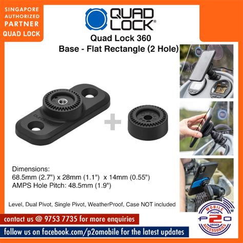 Quad Lock 360 Base Flat Rectangle Base 2 Hole Motorcycles