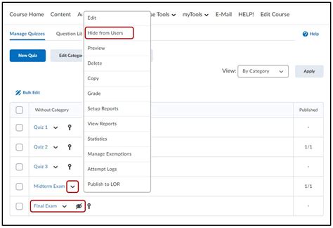 how to hide unhide items in course bcit tech help education for a