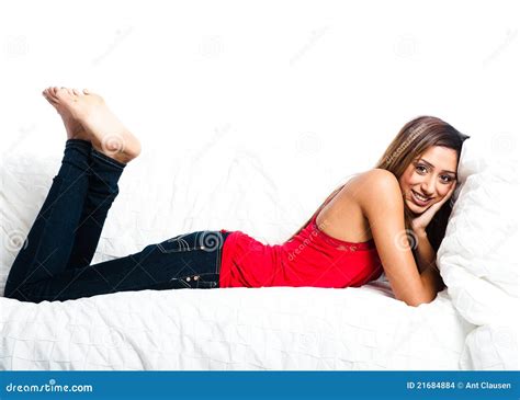 Asian Teenage Girl On The Sofa Feet In Air Stock Images Image 21684884