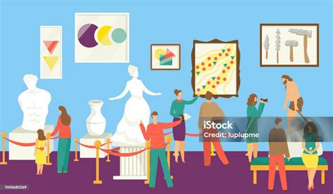 Ilustración De Exposición De Museos Ilustración Vectorial Hombre Mujer