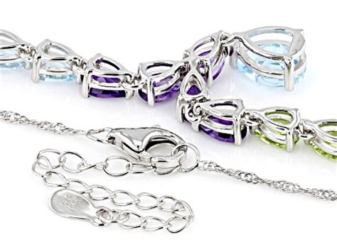 Multi Color Multi Stone Rhodium Over Sterling Silver Necklace 840ctw