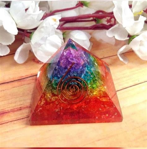 Crystal Onxy Chakra Stone Pyramind With Copper Coil For Healing At