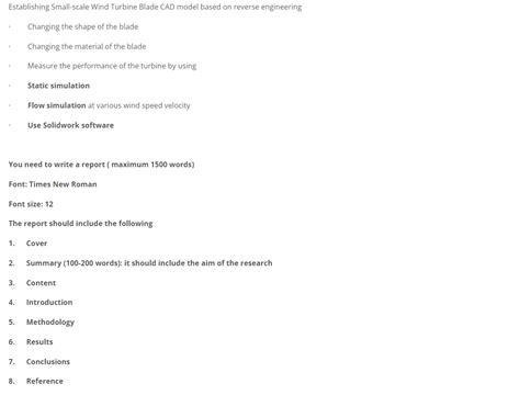Solved Establishing Small Scale Wind Turbine Blade CAD Model Chegg