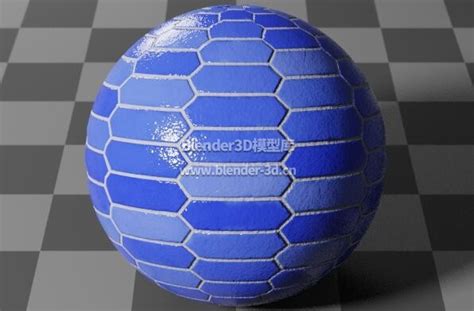 长菱格蓝色地板瓷砖墙贴马赛克贴图 Blender材质球纹理贴图模型下载 Blender3d模型库